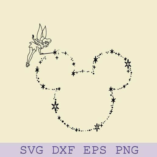 🔔 Tinker Bell Silhouette SVG, Disneyland Mickey Ears Magic SVG・ 3D File ...