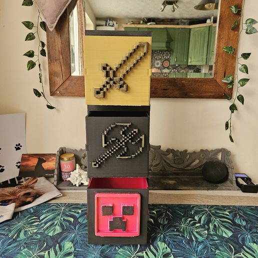 📦 Minecraft storage box shelf, stackable organiser toy・ STL File for 3D ...