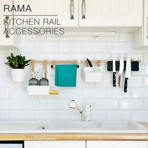 🔪 RAMA | Cutlery drip tray for kitchen rail・ STL File for 3D printing・Cults