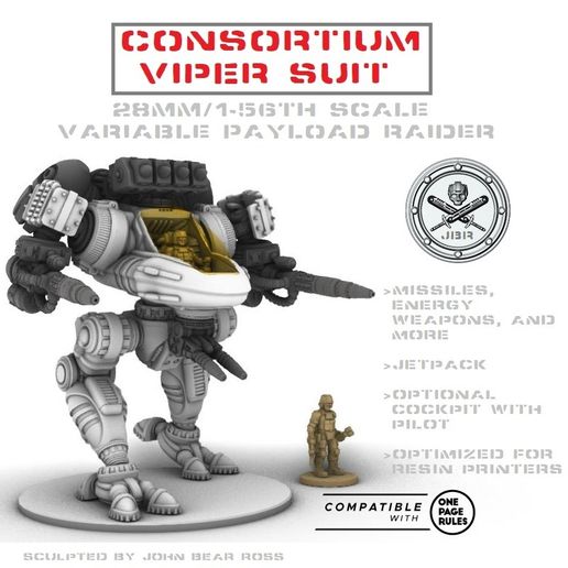 🔫 28mm (1/56th Scale) Consortium Viper Suit・ 3D File for 3D printing・Cults