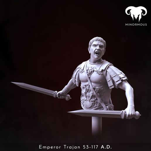 👤 Bust - Roman Emperor Trajan 98 to 117 AD. The Sword of Rome!・ 3D File ...