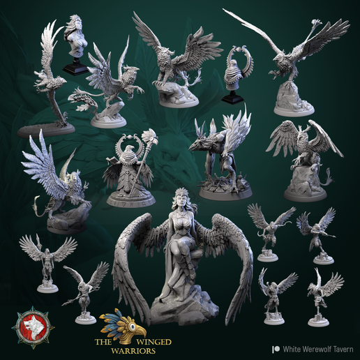 3D file 'The Winged Warriors' August 2022 release 19 STL's miniatures ...