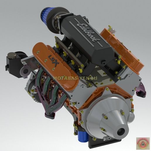 🚙 CHEVROLET LSX with EDELBROCK PRO FLOW XT - ENGINE・ STL File for 3D ...