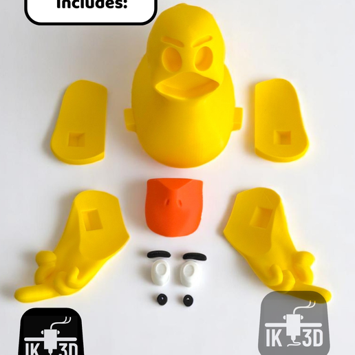 🦆 Rubber Duck Multiparts Middle Finger & Plain / No Supports・ STL File ...