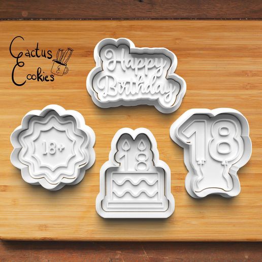 🎂 18th Birthday Cookie Cutter set 0825・ 3D File for 3D printing・Cults