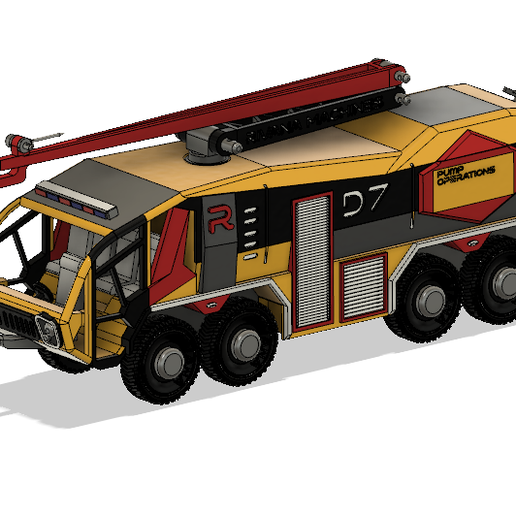 🔥 Yellow Airport Fire Truck Engine 8X8 with Movements・Free STL File for ...