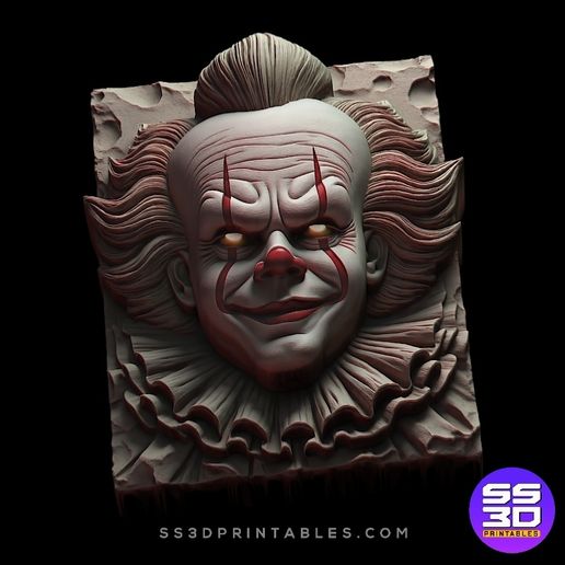 👾 Pennywise Bas-Relief STL-halloween special・ STL File for 3D printing ...