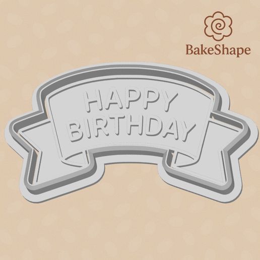 🎂 Happy Birthday Banner Cookie Cutter & Embosser STL File – 3D ...