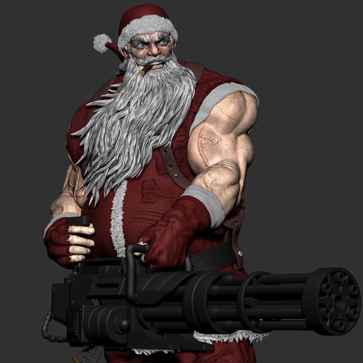 🎅 Badass Santa Claus with a Minigun (1:6 scale)・ 3D File for 3D ...
