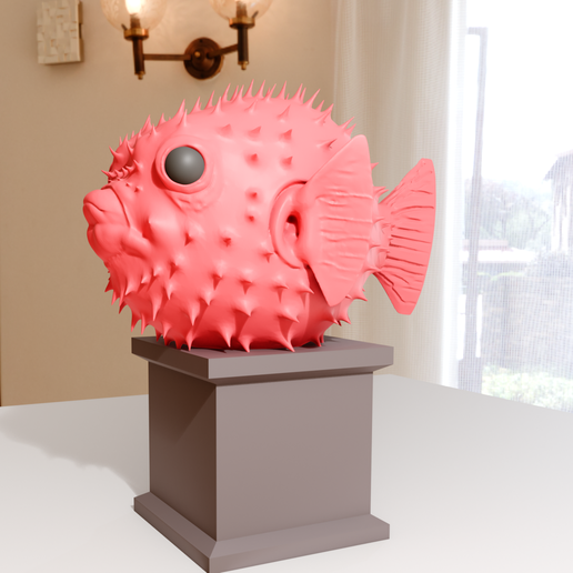 STL file puffer fish head bust stl 🐠 ・3D printing idea to download・Cults