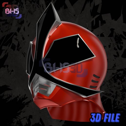 3D file Shinkenger Red Super Mega mode Helmet 3D STL File 🪖 ・3D print ...
