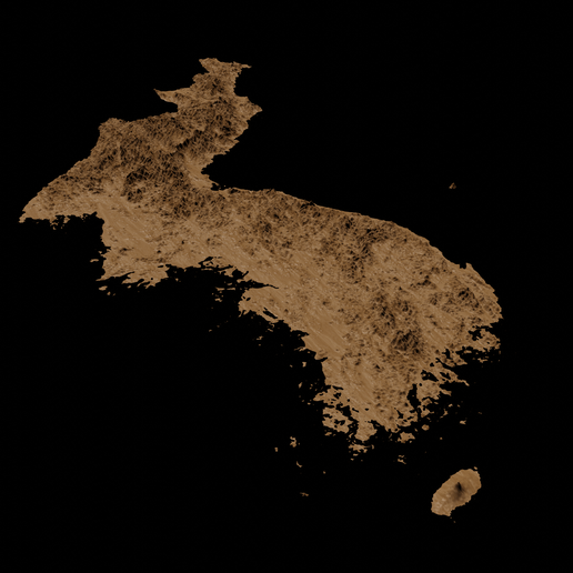 🗺️ Topographic Map of Korea – 3D Terrain・ 3D File for 3D printing・Cults