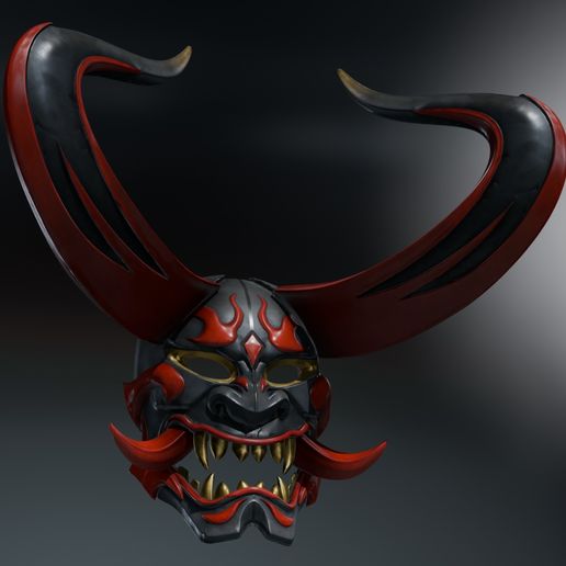 🔥 Shogun X Fire Oni Mask・ 3D File for 3D printing・Cults