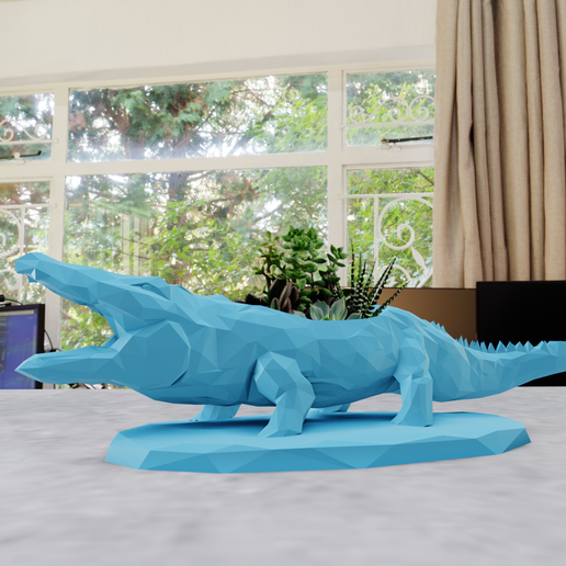 🐊 Crocodile low poly planter flower vase STL 3d print file・ STL File ...