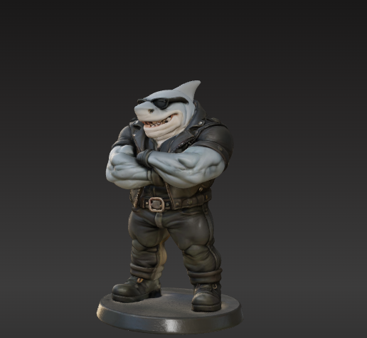 🦈 Badass Shark - RPG Miniature・ STL File for 3D printing・Cults