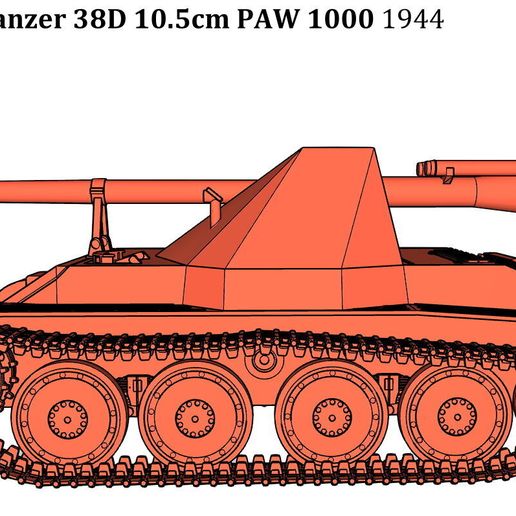 🐾 Jagdpanzer 38D 10.5cm PAW 1000 1-35・ STL File for 3D printing・Cults