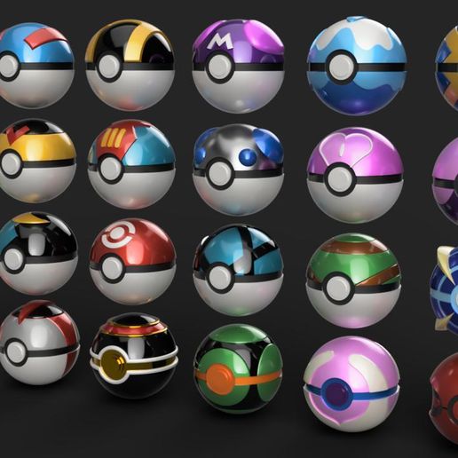 🐉 Pokemon - Assorted Poke Ball Set - 24 Opening and Closing Models・ 3D ...