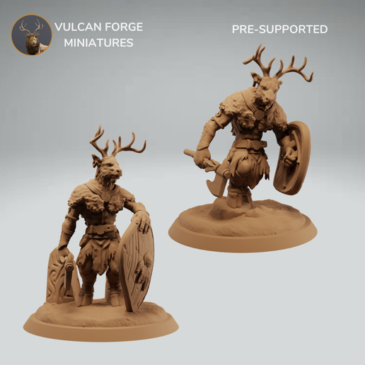 3D file Deerfolk Cervan Deer Warrior bundle - pre supported 🦌 ・3D ...