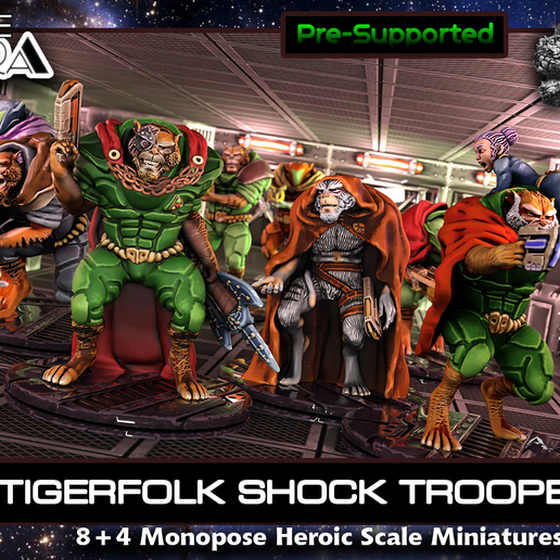 🛰 Space Opera Tigerfolk Shock Troopers (Monopose miniatures)・ 3D File ...