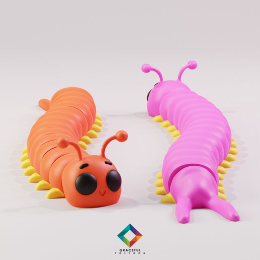 🐛 CENTIPEDE CHIBI FLEXI STL ARTICULATED KEYCHAIN VERSION・Archivo STL ...