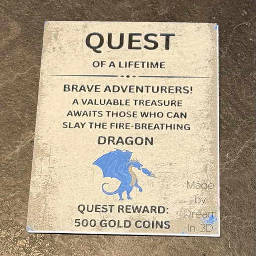 🐉 Dragon quest poster・ 3MF File for 3D printing・Cults