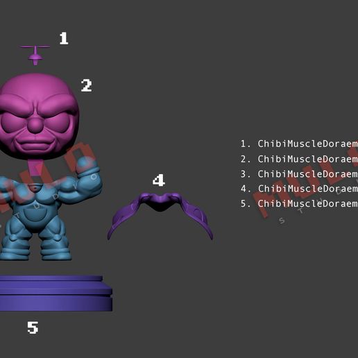 💬 Doraemon musculoso chibi・Archivo 3D para Impresión 3D・Cults