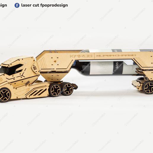 🚐 Modern trailer with trailer, wine box laser cut flatbed, vector truck ...