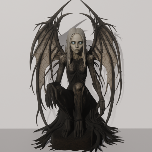🧙‍♀️ Horror Demon witch with bone wings.・ STL File for 3D printing・Cults