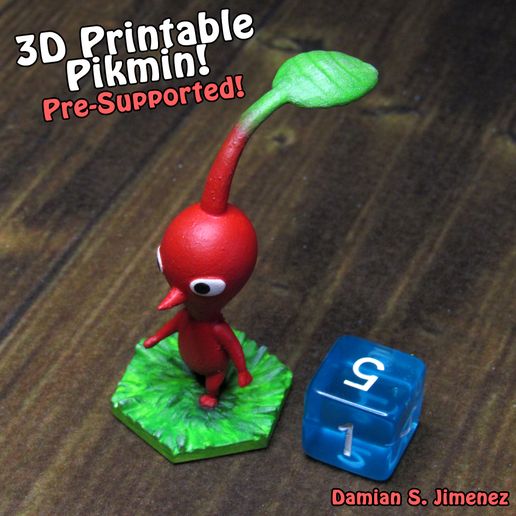 🎲 Red Pikmin 3D Printable model, pre-supported・ STL File for ・Cults