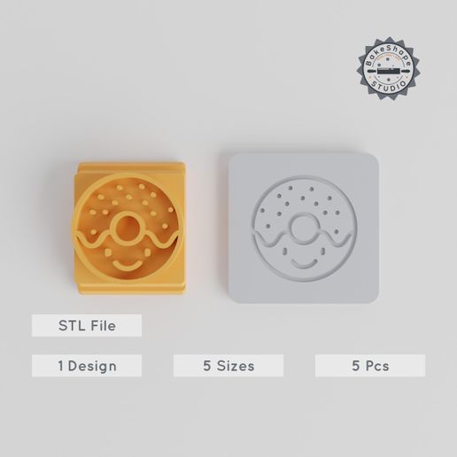 🍽️ Kawaii Donut Stamp Tile, Cute Dessert Design, 5 Sizes for Clay ...