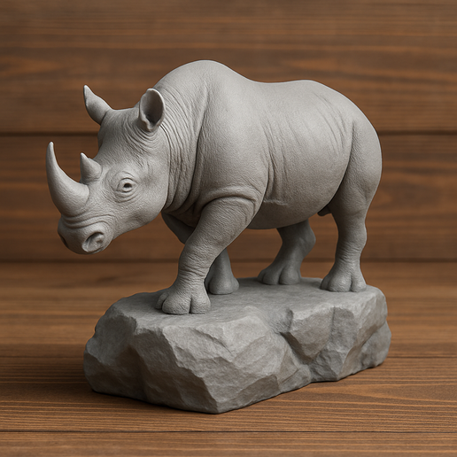 🦏 Rhino On Rock・ STL File for 3D printing・Cults