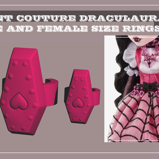 3D file Draculaura Haunt Couture Male and Female size ring Monster High ...