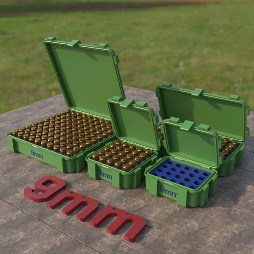 📦 AMMO BOX 9mm AMMUNITION STORAGE 9 mm CRATE ORGANIZER・Free 3D File for ...
