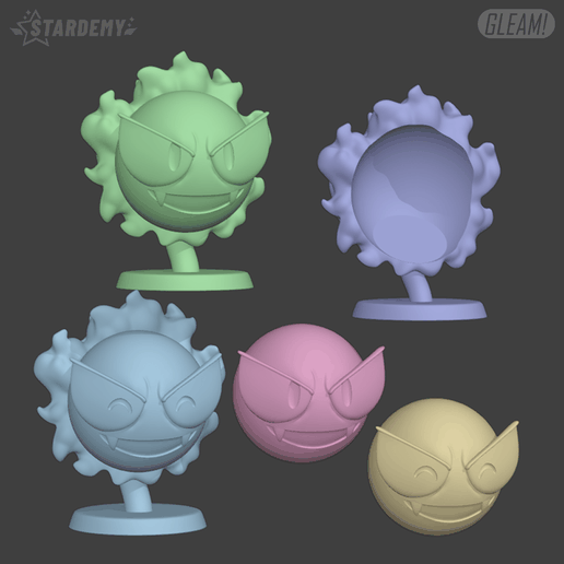 👻 Gastly Chibi 2 models Ghost Halloween・ 3D File for 3D printing・Cults