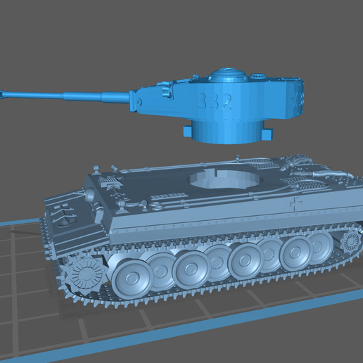 🐅 Tiger tank with rotating turret・ STL File for ・Cults