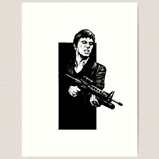 👾 Scarface- CUT CUTTING CUTTING SILUETA・Archivo STL para Impresión 3D・Cults
