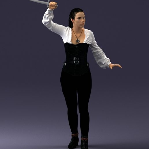 👩 000136 Fantasy Woman with Dagger 0616・ 3D File for 3D printing・Cults