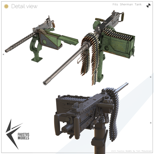 🔫 US Machine Gun Set [Tank Mounted] FM25-025・ 3D File for 3D printing・Cults
