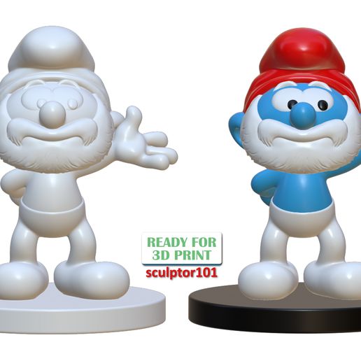🎨 The Smurfs 3D Model - Papa Smurf fan art printable model・ 3D File for ...
