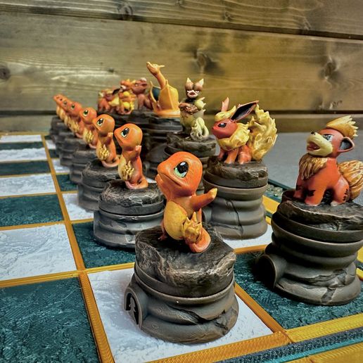 🐉 Pokemon Chess Set・ STL File for ・Cults