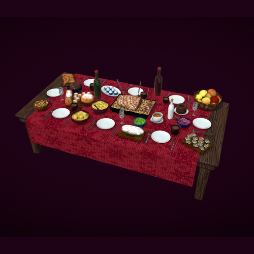 3D file Christmas Dinner Feast - Festive Table Setting 3D Model 🎄 ・3D ...