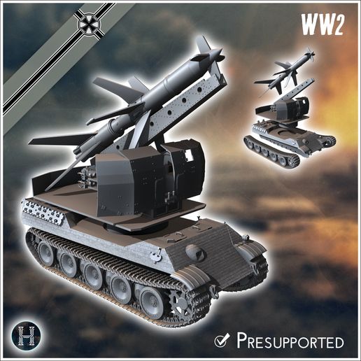STL file Panzer V Flakpanther w 88 mm Flakrakete Rheintochter R-1 ...