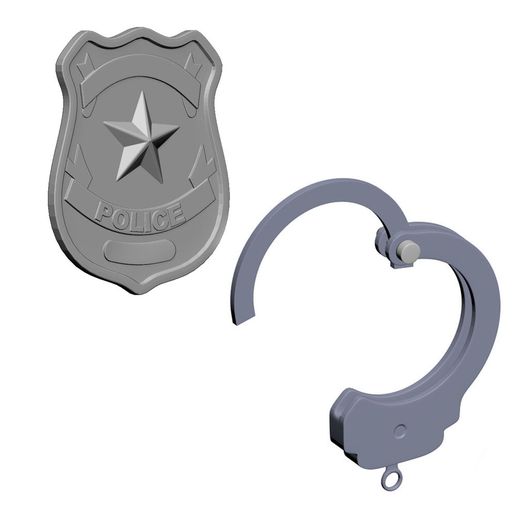 3D file police badge & hand cuffs 🚓 ・3D print object to download・Cults