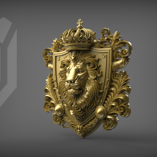 🦁 Royal Lion Crest Ornate 3D Wall Sculpture Printable STL・ STL File for ...