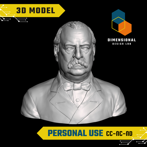 📁 3D Model of Grover Cleveland - High-Quality STL File for 3D Printing ...