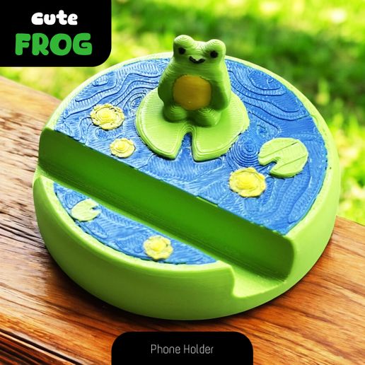 STL file Cute Frog Phone Holder 🐸 (3MF)・3D print object to download・Cults