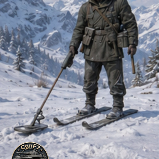 🫡 WWII Winter Mine Detector Soldier on Skis・ STL File for 3D printing・Cults
