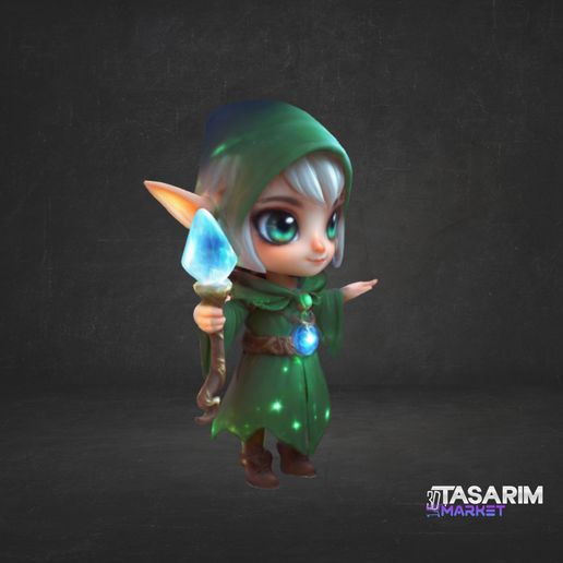 🧝 Chibi Elf Mage – 3D Printable STL File | Fantasy Wizard Figurine・ OBJ ...