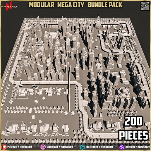 🏙️ Modular Mega City Stl Pack - Collection 200 Pieces・ 3D File for 3D ...