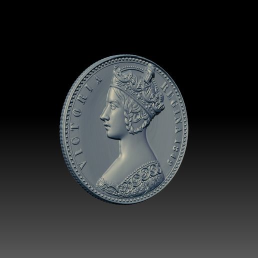 👸 Queen Victoria coin 3D STL model for 3d printing and cnc curving・ STL ...